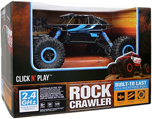 Click N' Play Remote Control Car 4WD Off Road Rock Crawler Vehicle 2.4 GHz, Blue