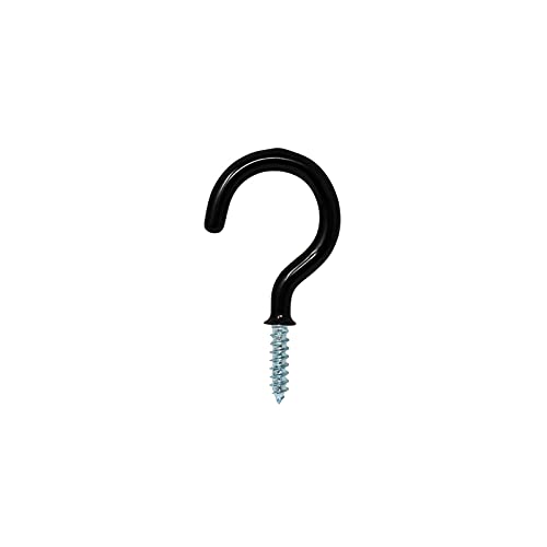 DIY.TK Cup Screw Hooks for Hanging, 32 Pack Ceiling Hooks 1-3/4 inch Vinyl Steel Cup Hooks Outdoor Indoor Porch Bathroom Kitchen Wall Hang Hooks for Coffee Tea Cup, Plant, Light, Mug β White,Black