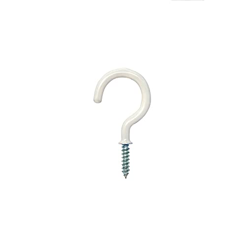 DIY.TK Cup Screw Hooks for Hanging, 32 Pack Ceiling Hooks 1-3/4 inch Vinyl Steel Cup Hooks Outdoor Indoor Porch Bathroom Kitchen Wall Hang Hooks for Coffee Tea Cup, Plant, Light, Mug β White,Black