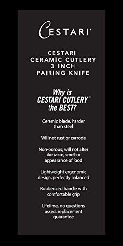 Advanced Ceramic Paring Knife - 4 Inch Blade Never Needs Sharpening - Premium Kitchen Knife with Sheath and Magnetic Gift Box - Black Mirror Finish