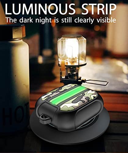 Tamiia Case Compatible with AirPods 3rd Generation (2021) Luminous Cover, Rugged Corner Design AirPods 3 Camo Case, Full-Body Shock Protective Cover with Keychain for AirPods 3 Charging Case, Black
