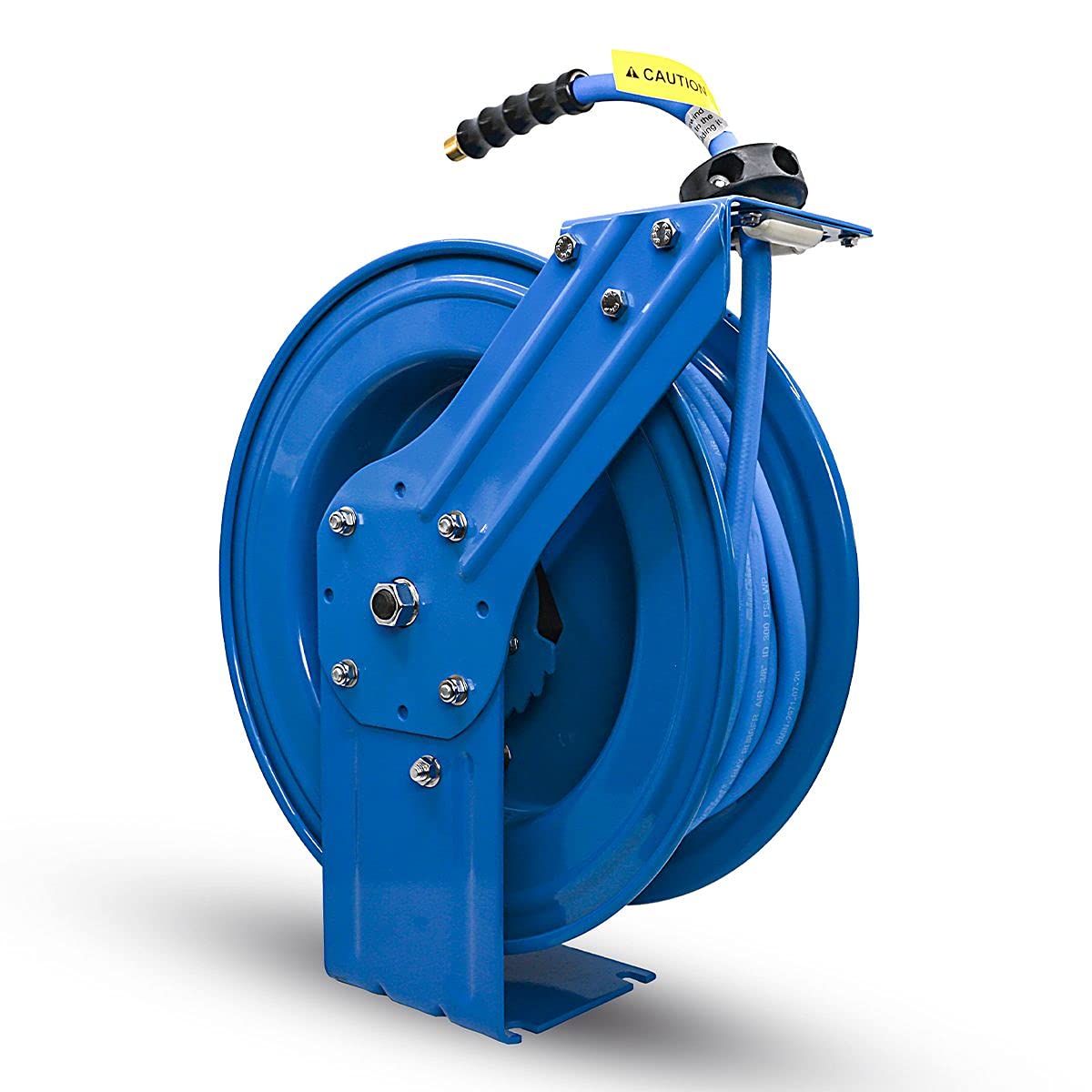 BLUBIRD BBR1265 18ga. Retractable Hose Reel with 1/2" x 65' Air Hose, 12 Point Ratcheting Gear, Next-Gen Rubber, Lightest, Strongest, Most Flexible, 300 PSI, 50F to 190F Degrees, Polyester Braided