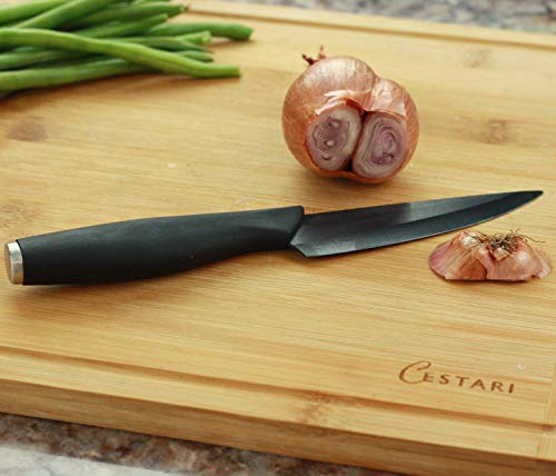 Advanced Ceramic Paring Knife - 4 Inch Blade Never Needs Sharpening - Premium Kitchen Knife with Sheath and Magnetic Gift Box - Black Mirror Finish