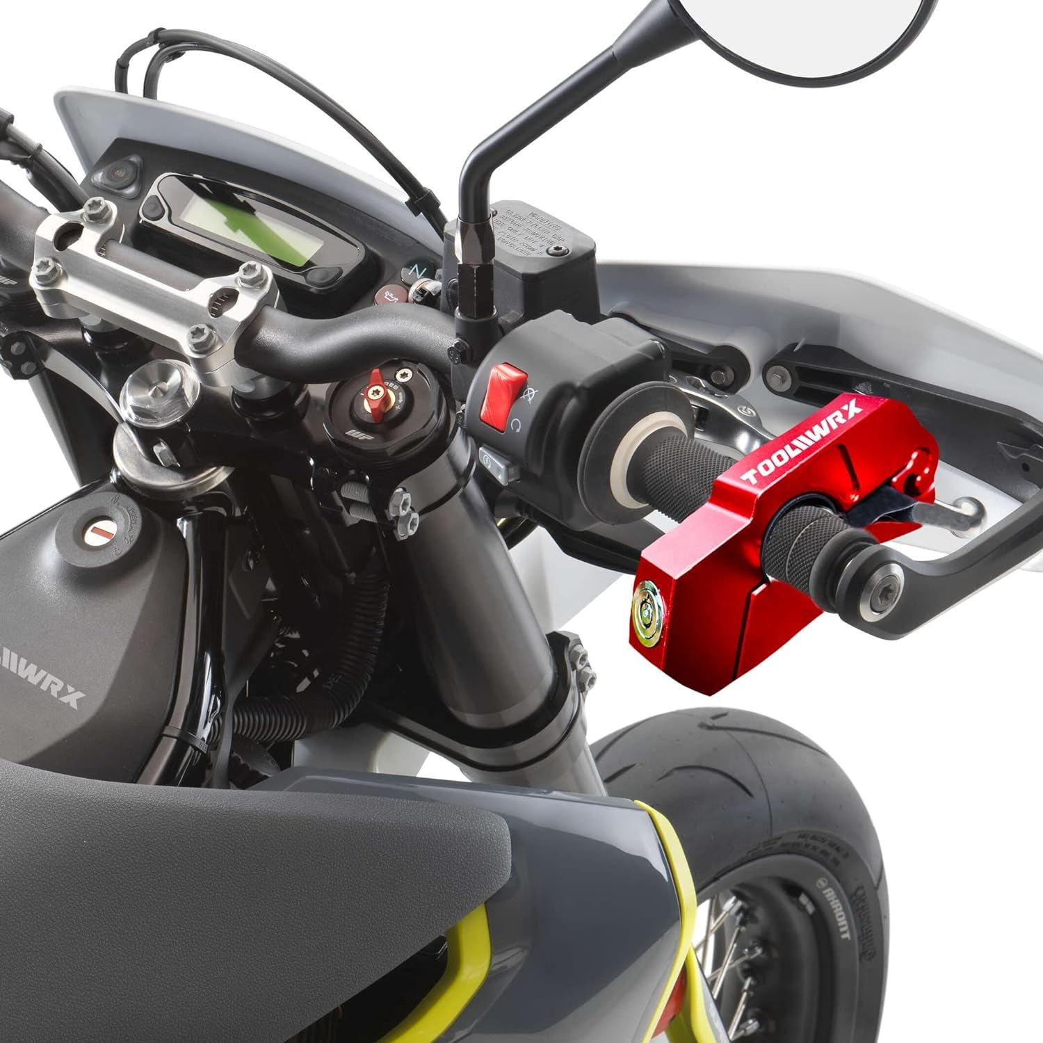 Motorcycle Handlebar Lock Grip with Lever Protection Sleeve - Heavy Duty Motorcycle Lock Anti Theft Throttle Brake Grip Lock Men, Moped Accessories For ATV, Scooter & Dirtbike Accessory (Red, 2x Keys)