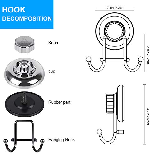 U&A Antilope Powerful Vacuum Suction Cup Hooks for Shower,Kitchen&Bathroom,Stainless Steel Shower Hanger for Loofah,Towel (2pcs)