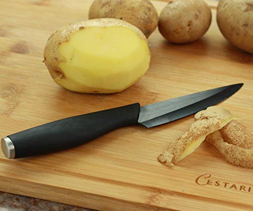Advanced Ceramic Paring Knife - 4 Inch Blade Never Needs Sharpening - Premium Kitchen Knife with Sheath and Magnetic Gift Box - Black Mirror Finish
