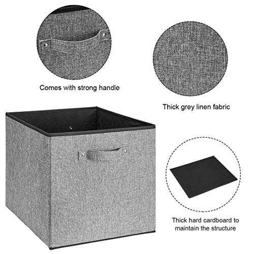 i BKGOO Foldable Fabric Storage Cube Bins with Cotton Rope Handle ,Set of 4 Collapsible Resistant Basket Box Organizer for Home Office Nursery and More β Gray 13x15x13 inch