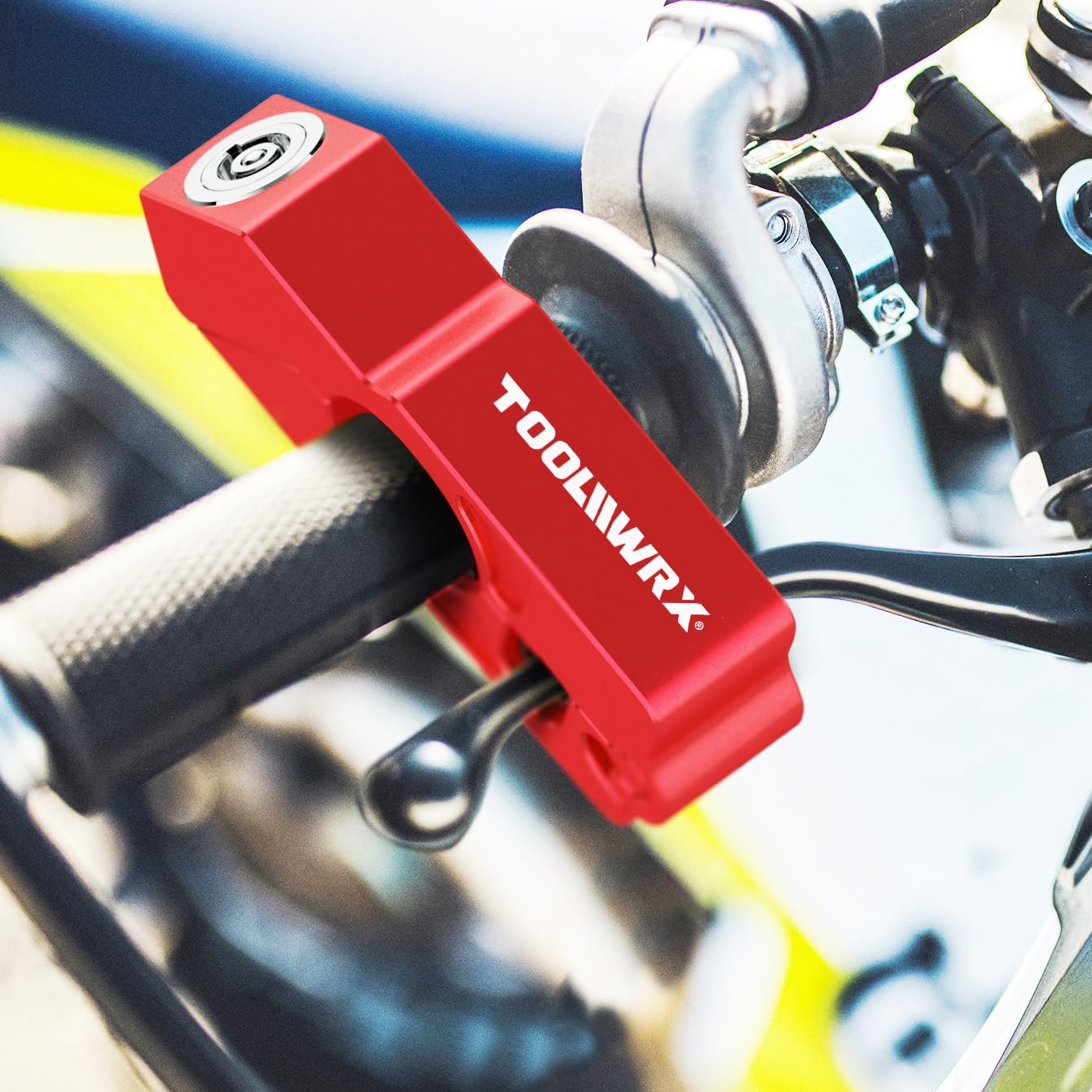 Motorcycle Handlebar Lock Grip with Lever Protection Sleeve - Heavy Duty Motorcycle Lock Anti Theft Throttle Brake Grip Lock Men, Moped Accessories For ATV, Scooter & Dirtbike Accessory (Red, 2x Keys)