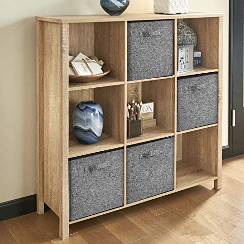 i BKGOO Foldable Fabric Storage Cube Bins with Cotton Rope Handle ,Set of 4 Collapsible Resistant Basket Box Organizer for Home Office Nursery and More β Gray 13x15x13 inch