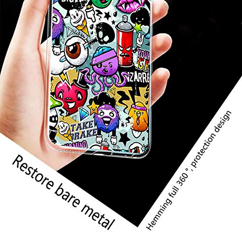 KJYF Phone Case for TCL 10 SE (6.52"), with [2 x Tempered Glass Protective Film], Clear Soft TPU Shell Ultra-Thin [Anti-Scratch] [Anti-Yellow] Case for TCL 10 SE - Cartoon