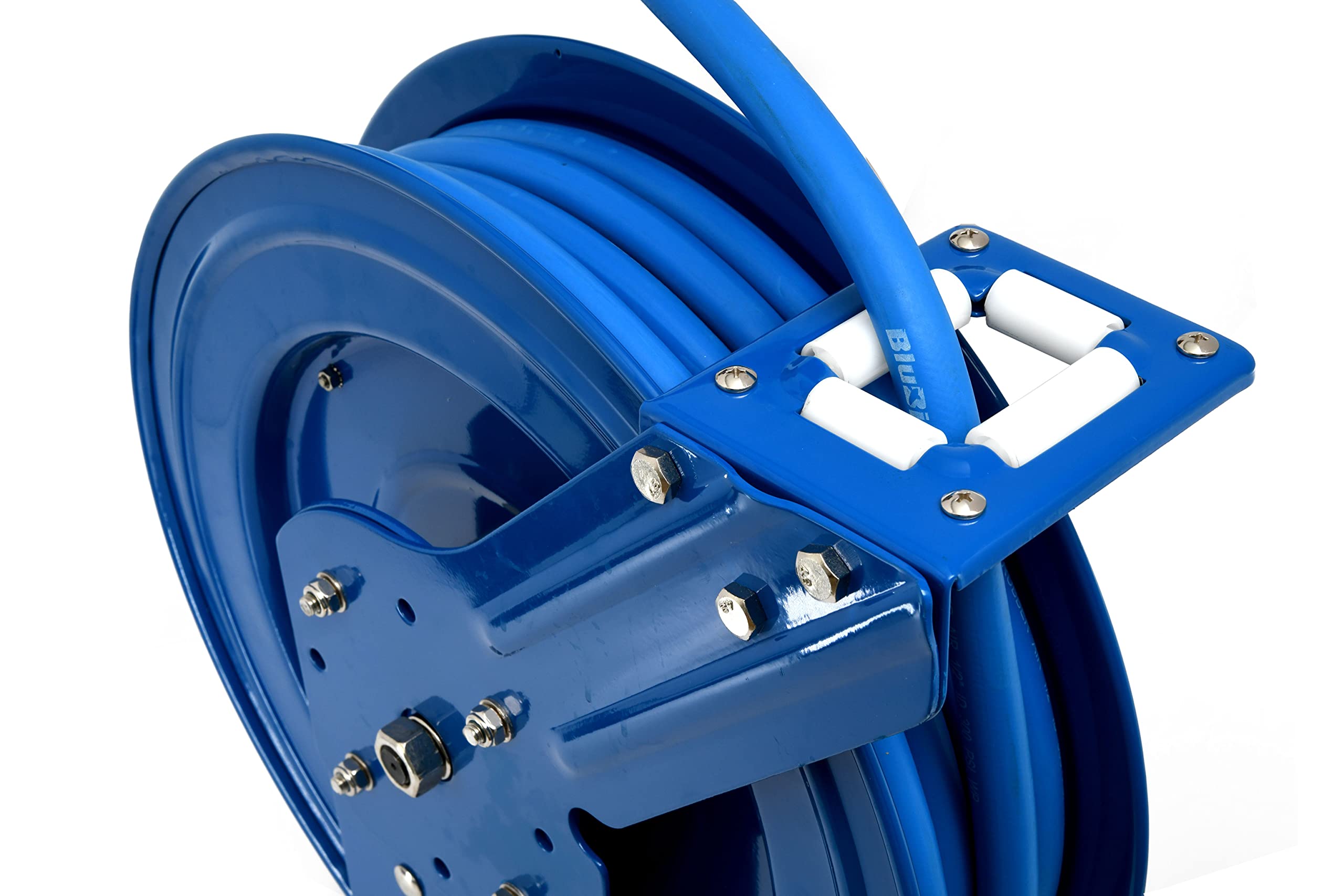 BLUBIRD BBR1265 18ga. Retractable Hose Reel with 1/2" x 65' Air Hose, 12 Point Ratcheting Gear, Next-Gen Rubber, Lightest, Strongest, Most Flexible, 300 PSI, 50F to 190F Degrees, Polyester Braided