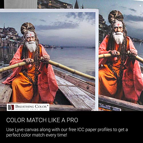 Premium Lyve Matte Canvas Paper Perfect For Use on Professional Makes and Models of Epson, Canon and HP printers preferred by Professionals. 19 mil textured Canvas offered in a 17 inch by 10 ft roll