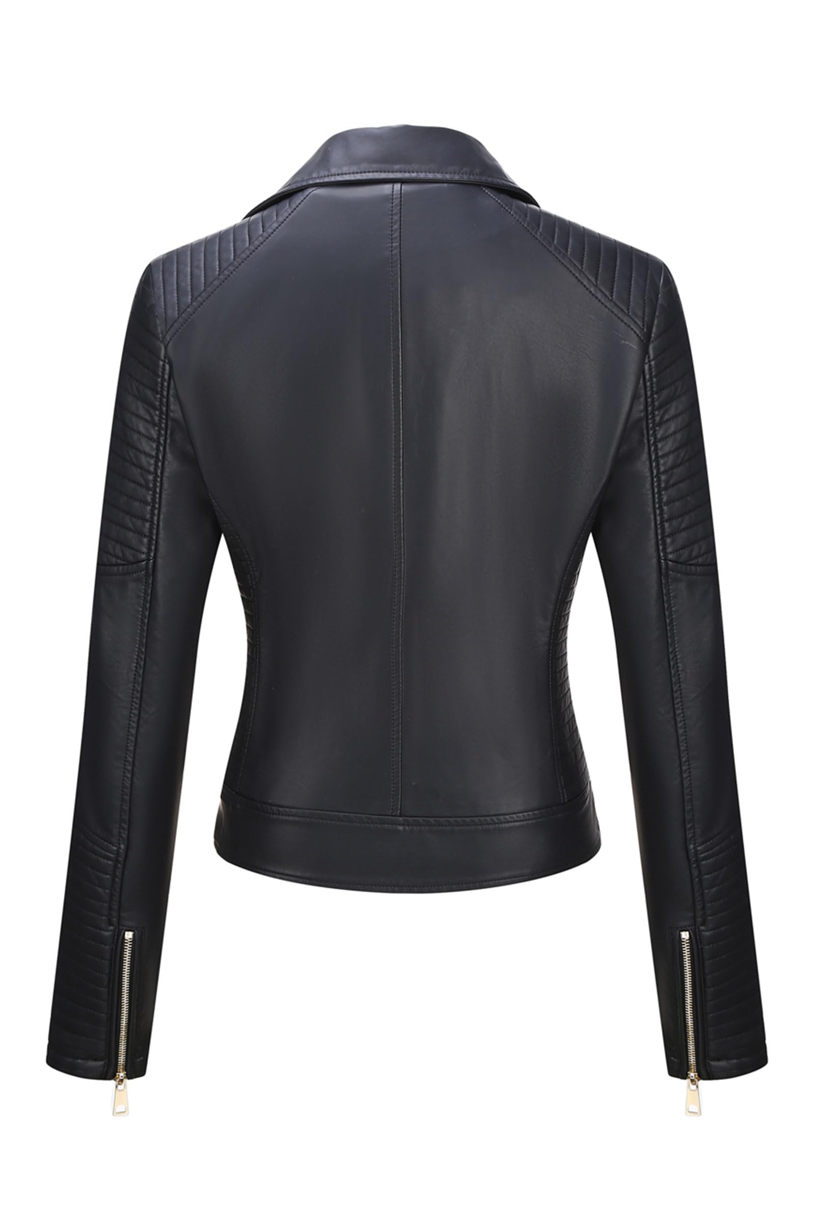 Bellivera Women's Faux Leather Jacket Motorcycle Standard Outerwear 53 Black L