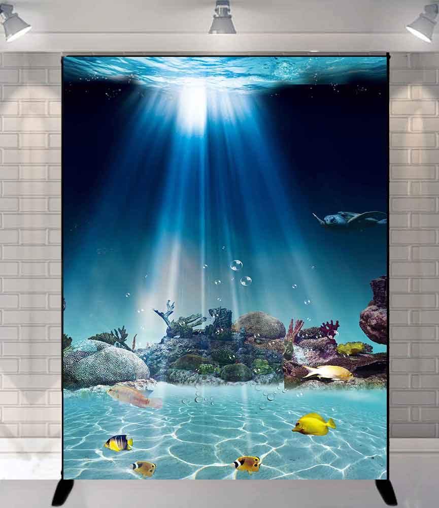 Underwater World Backdrop for Party Decorations MEETSIOY 5x7ft Stonefish Turtle Plant Sunlight Sea Water Background Newborn Child Photo Studio Props Themed Party Curtain Background LXMT077