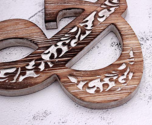 Wartter Decorative Wooden Ampersand Wall Décor, FreeStanding Monogram "&"Wood Sign Rustic Brown