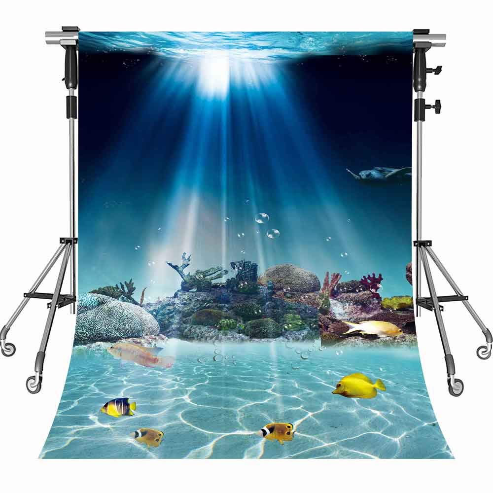 Underwater World Backdrop for Party Decorations MEETSIOY 5x7ft Stonefish Turtle Plant Sunlight Sea Water Background Newborn Child Photo Studio Props Themed Party Curtain Background LXMT077