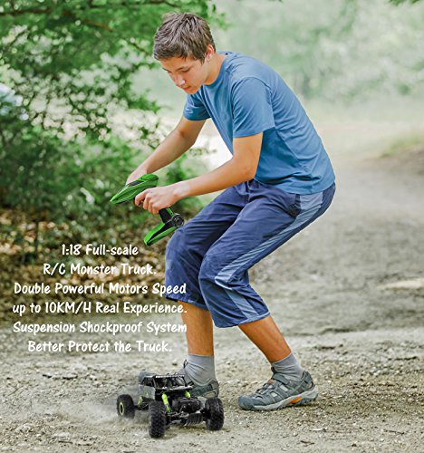 Click N' Play Remote Control Car 4WD Off Road Rock Crawler Vehicle 2.4 GHz, Green