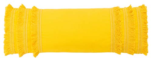 Safavieh Home Collection Grema Boho 12 x 36-inch Yellow Fringe Decorative Accent Pillow PLS7142C-1236, 12"x36"
