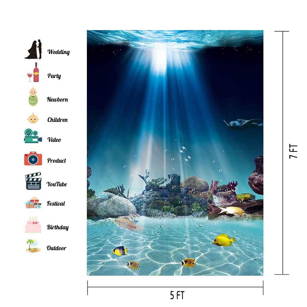 Underwater World Backdrop for Party Decorations MEETSIOY 5x7ft Stonefish Turtle Plant Sunlight Sea Water Background Newborn Child Photo Studio Props Themed Party Curtain Background LXMT077