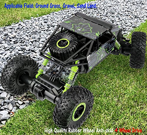 Click N' Play Remote Control Car 4WD Off Road Rock Crawler Vehicle 2.4 GHz, Green