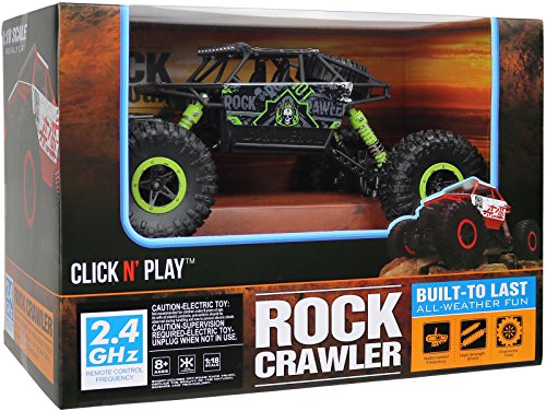 Click N' Play Remote Control Car 4WD Off Road Rock Crawler Vehicle 2.4 GHz, Green