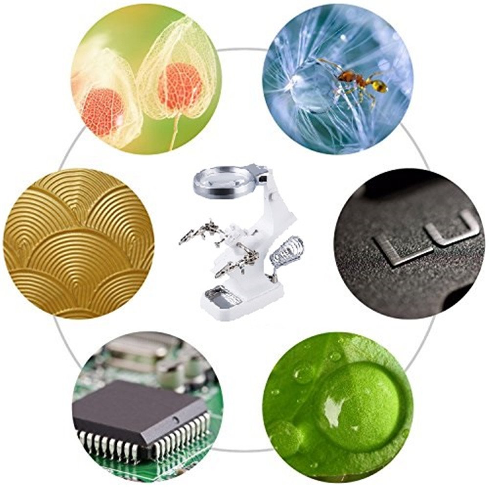Glam Hobby LED Light Helping Hands Magnifier Station - 3X 4.5X USB Lighted Hands Free Magnifying Glass Stand with Clamp and Alligator Clips - for Soldering, Assembly, Repair, Modeling, Hobby, Crafts