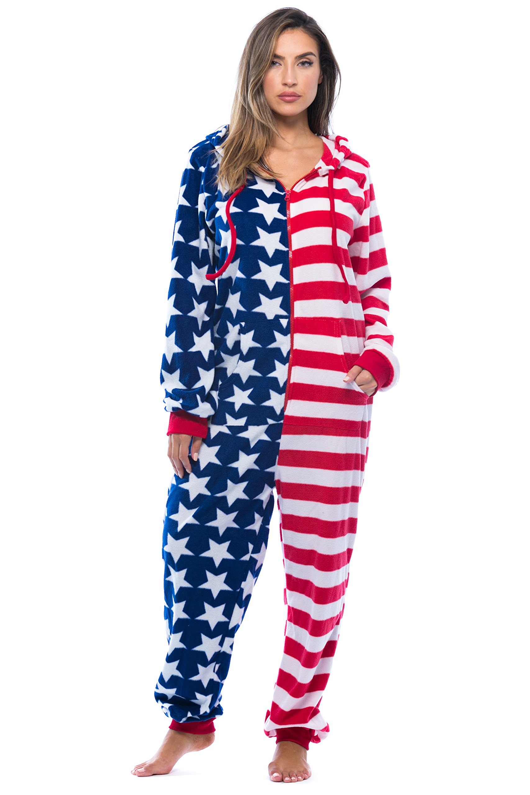 #followme 6424-RWB-M American Flag Adult Onesie/Pajamas