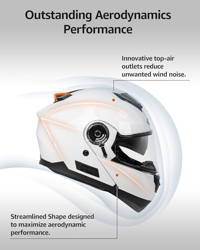 YEMA Modular Motorcycle Helmets, DOT Approved Full Face Motorcycle Helmet with Flip Up Dual Visor, Helmets for Adults Motorcycle Men Women Helmets for Street Scooter ATV E-bike - YM-926 White