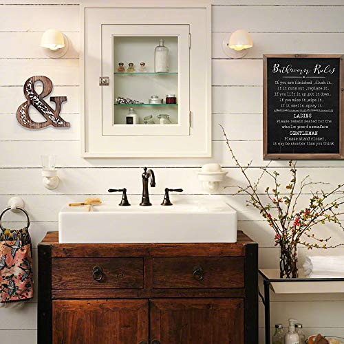 Wartter Decorative Wooden Ampersand Wall Décor, FreeStanding Monogram "&"Wood Sign Rustic Brown