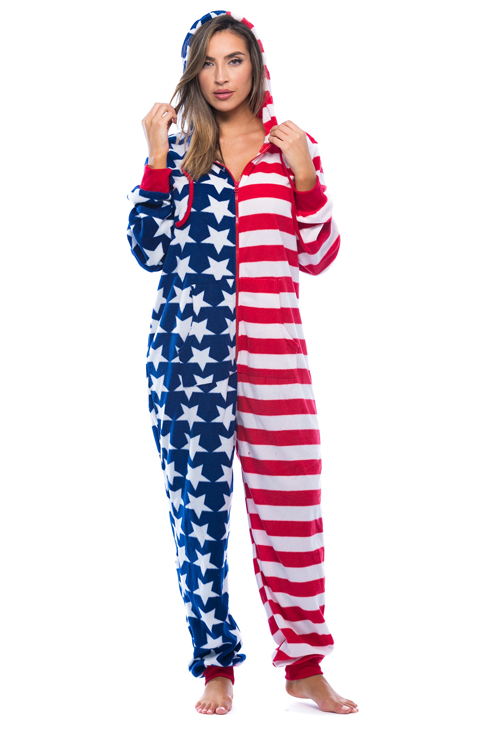 #followme 6424-RWB-M American Flag Adult Onesie/Pajamas