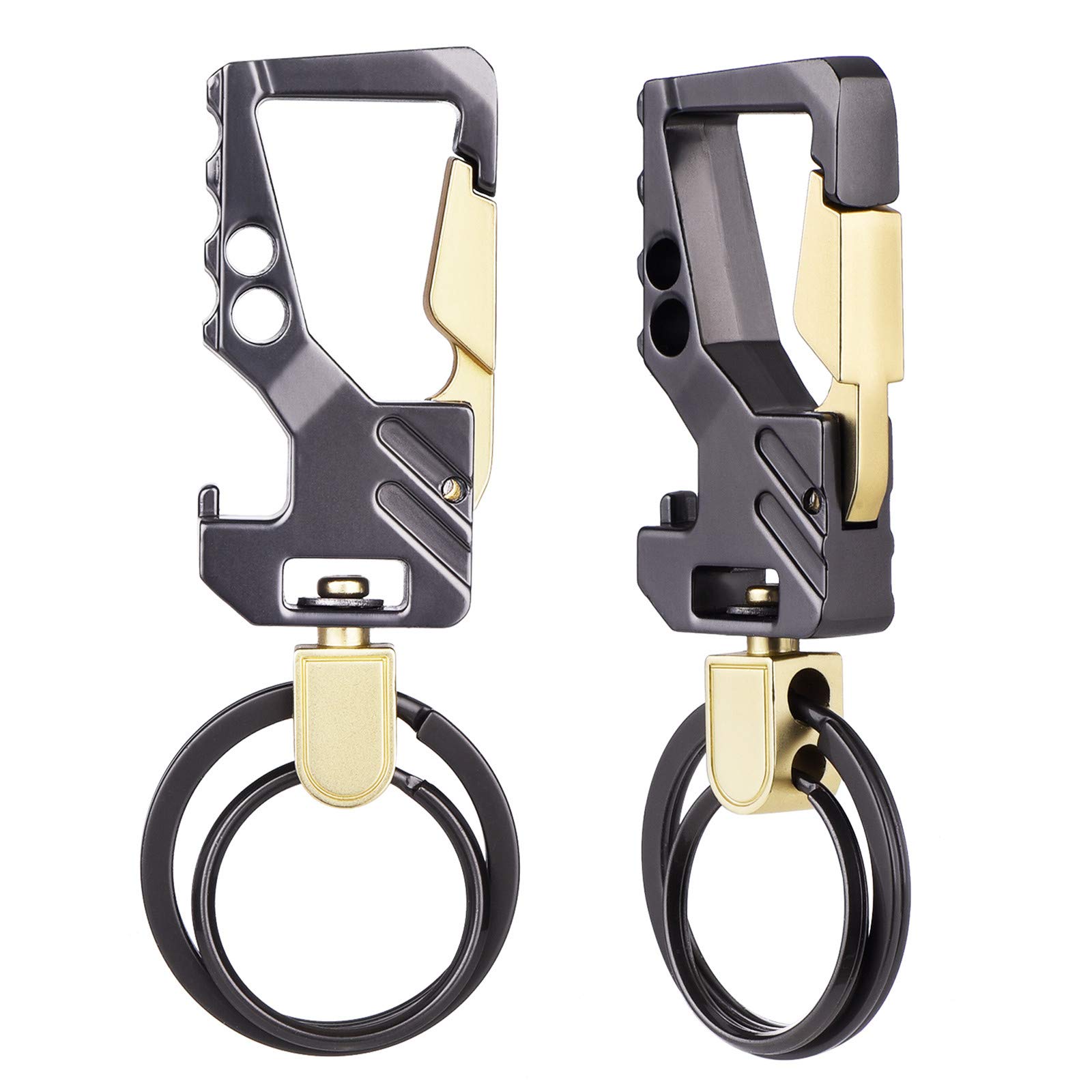 2 Pack Car Key Chain Bottle Opener Keychain for Men and Women (Gun and Gold)