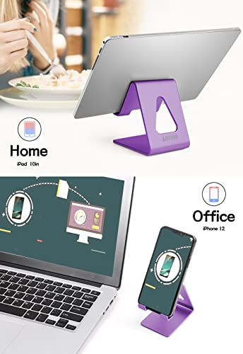 Aoviho Desktop Cell Phone Stand Phone Holder for Desk - Aluminum Phone Dock for iPhone 13 12 pro 11 X Xs max 8 7 6 6s Plus SE 5 5S Samsung All Smart Phones (Purple)