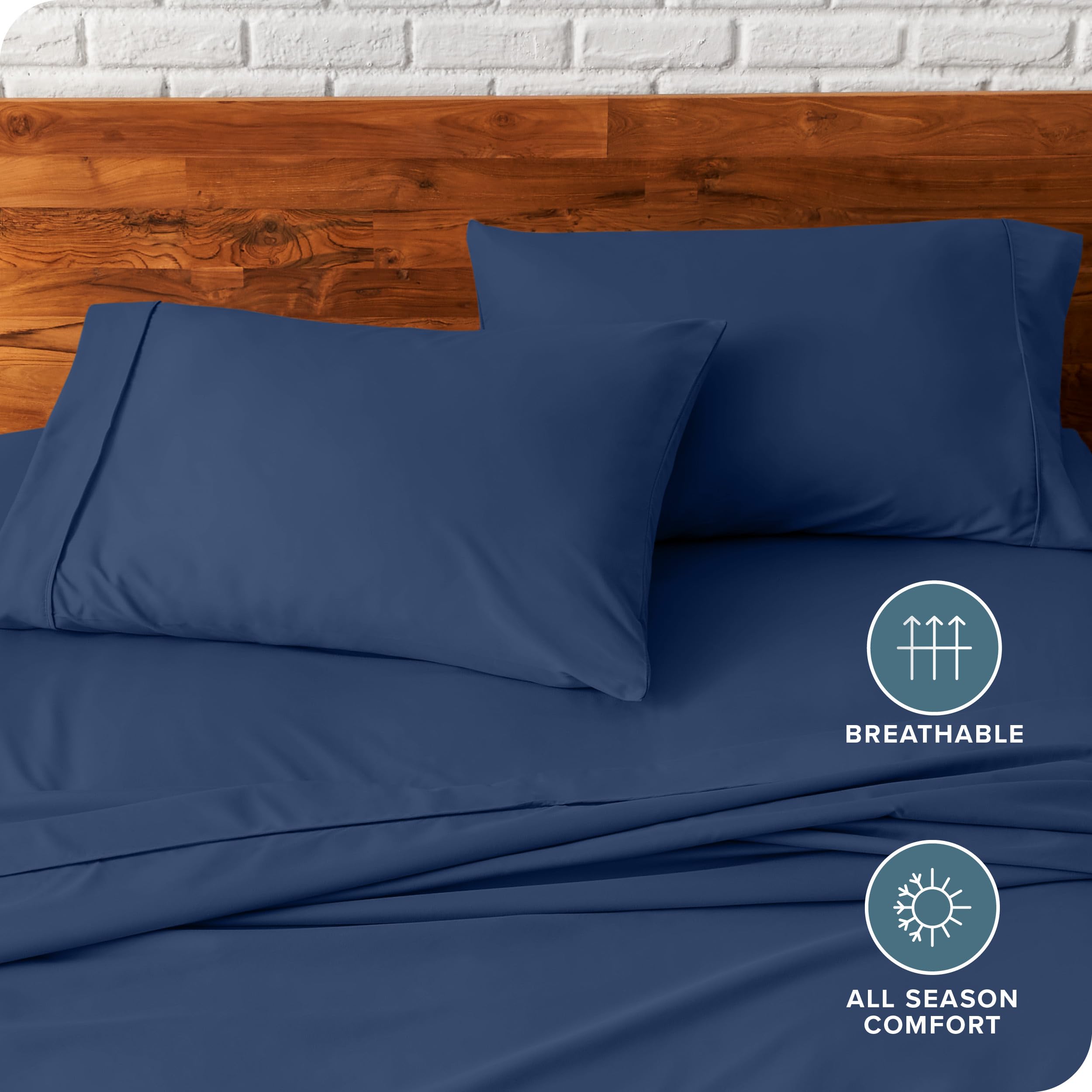 Bare Home Microfiber Pillow Cases - King Size Set of 2 - Cooling Pillowcases - Double Brushed - Dark Blue Pillowcases 2 Pack - Easy Care (King Pillowcase Set of 2, Dark Blue)