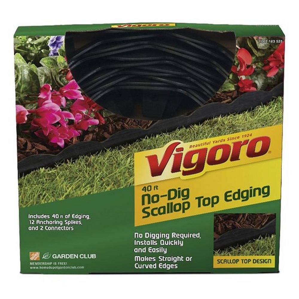 Vigoro Simple and Time-Saving 40 ft. Scalloped No Dig Garden Edging Kit in Black