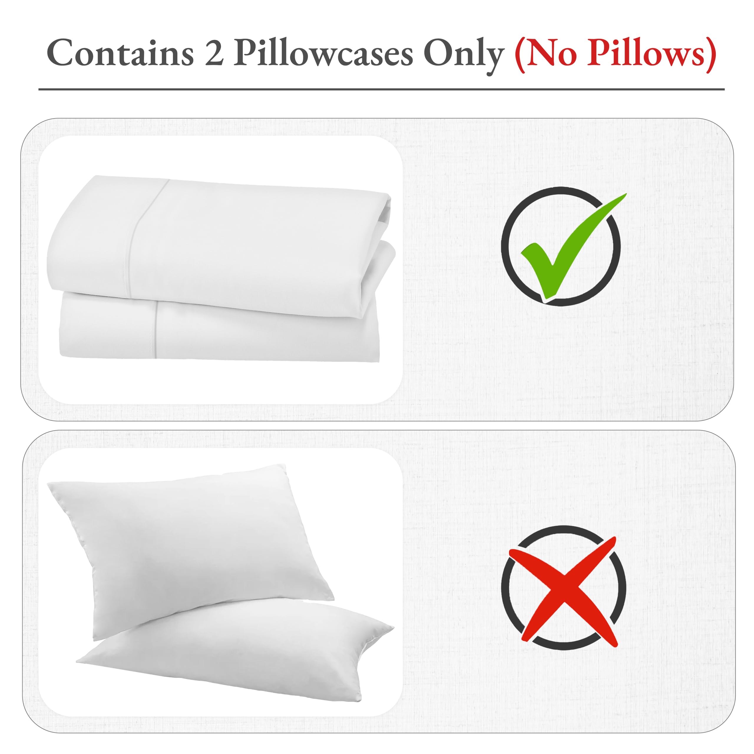 California Design Den Standard Queen Size Pillowcase Set - 400 Thread Count, 100% Cotton Sateen, Set of 2 Pillow Covers, Breathable, Cooling, Soft for Quality Sleep - Bright White