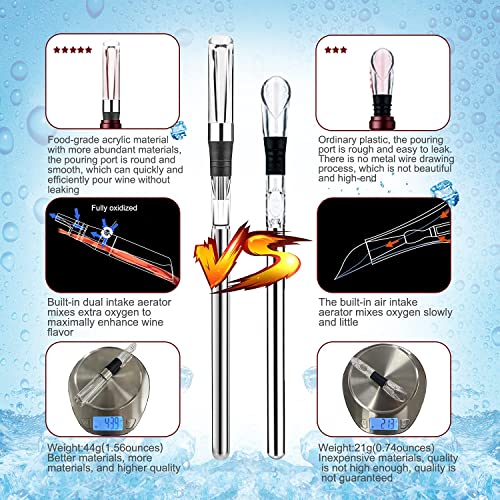 Wine Chiller Wine Aerator, 3-in-1 Stainless Steel Iceless Wine Bottle Cooler Stick, Aerating Pourer and Decanter Spout - Perfect Wine Accessories Gifts