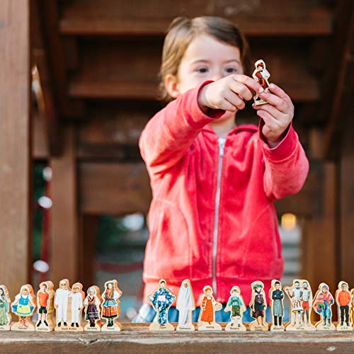 THE FRECKLED FROG People Around the World - Set of 18 - Ages 1+ - Wooden Blocks for Toddlers - Includes People from 18 Countries - Double-Sided