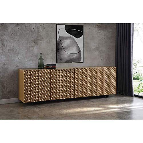 Whiteline Modern Living Gold, Harper Buffet Large 94", High Gloss Design on Doors