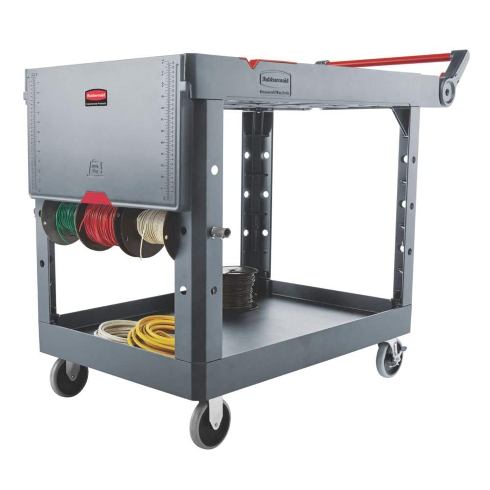 Rubbermaid Commercial Products Heavy Duty Adaptable Utility/Service Cart, Medium, 500 lb. Capacity, Black, for Warehouse/Garage/Cleaning/Maintenance