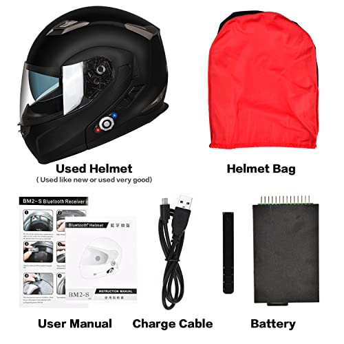 FreedConn Motorcycle Bluetooth Helmet,Bluetooth Integrated Modular Flip up Full Face Motorcycle Helmet,Dual Visor Modular Bluetooth Helmet,DOT Approved Helmets with Gloves(Matte Black,Large)