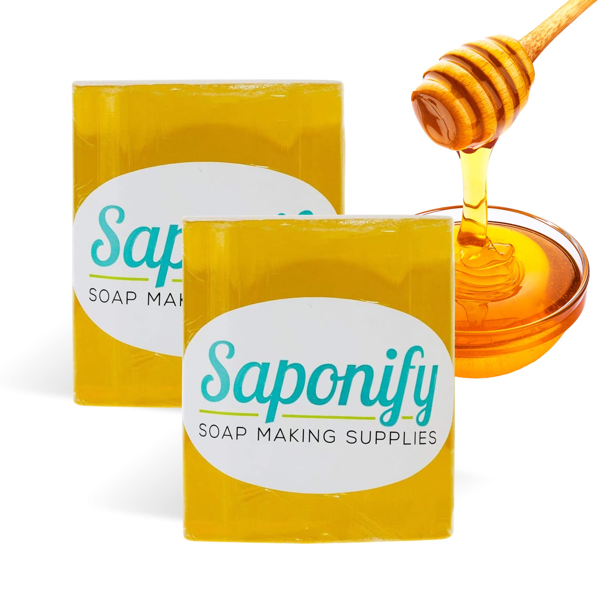 Saponify - 2Lb Honey Melt and Pour Soap Base, Pure Skin-Enhancing Honey Soap Base, Easy to Use Glycerin Soap Base for Soap Making