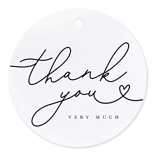 Bliss Collections Thank You Gift Tags, Heart Script, Thank You Very Much Gift Tags for Weddings, Bridal Showers, Birthdays, Parties, Baby Showers, Wedding Favors or Special Events, 2.5"x2.5" (50 Tags)
