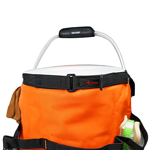 Bucket Idea Wash Tool Organizer for a 5 Gallon Bucket, Water-Resistant Mesh Pockets for Clean Supplier, Car Wash Supplier,Soap and Towel Holder Ring Included, (Orange)…