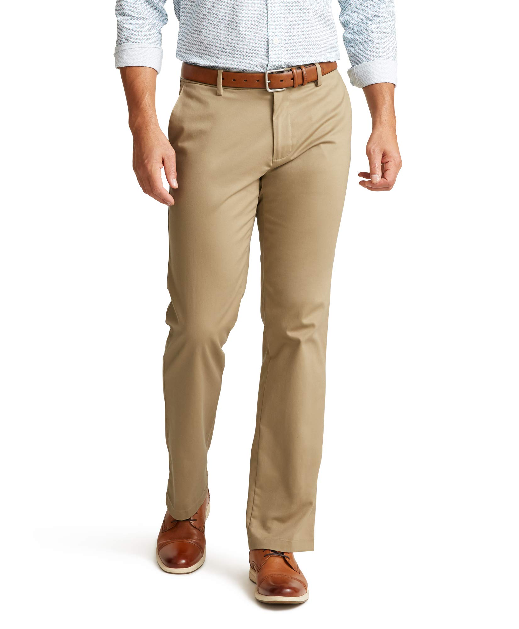 Dockers Men's Straight Fit Signature Lux Cotton Stretch Pant, New British Khaki, 34W x 30L