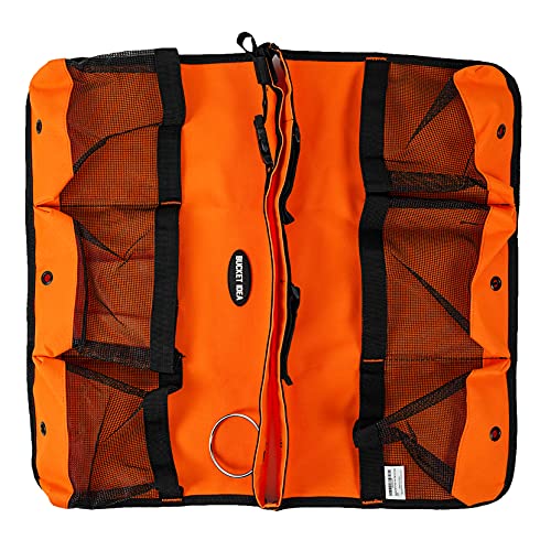 Bucket Idea Wash Tool Organizer for a 5 Gallon Bucket, Water-Resistant Mesh Pockets for Clean Supplier, Car Wash Supplier,Soap and Towel Holder Ring Included, (Orange)…