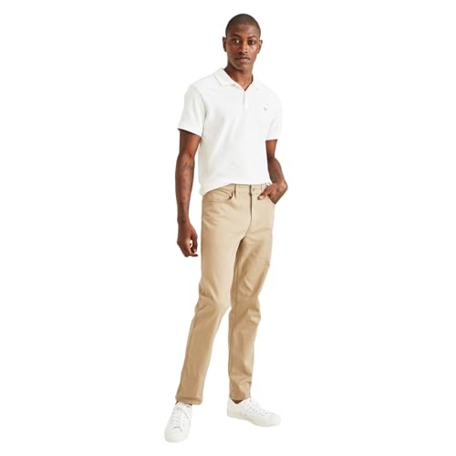 Dockers Men's Straight Fit Jean Cut All Seasons Tech Pants (Standard and Big & Tall), New British Khaki, 32W x 32L