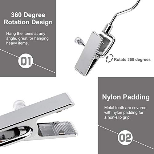 INCREWAY Stainless Steel Laundry Hooks, 8 Pcs Metal Laundry Hanger with Swivel Hooks Portable Clothes Pins Boot Hanging Clips Multifuctional Drying Clip for Hanging Clothes Towels in Home, Travel