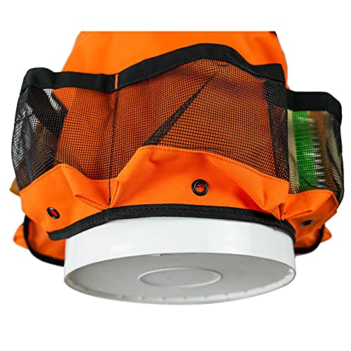 Bucket Idea Wash Tool Organizer for a 5 Gallon Bucket, Water-Resistant Mesh Pockets for Clean Supplier, Car Wash Supplier,Soap and Towel Holder Ring Included, (Orange)…
