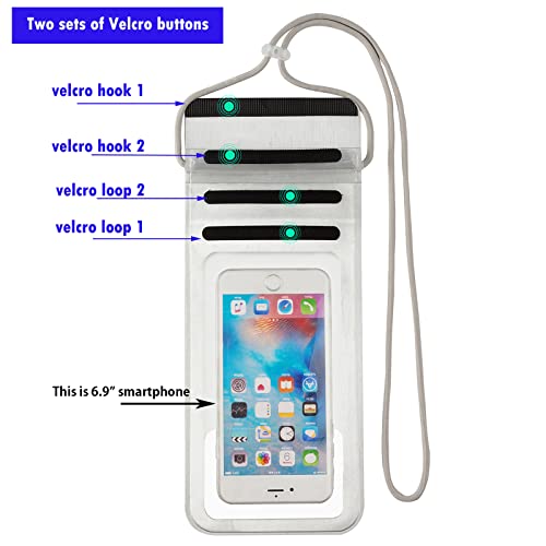Baitoo Waterproof Phone Pouch,IPX8 Waterproof Phone Case Bag Holder Dry Pouch for iphone 13 Pro Max/13 Pro/13/12/12 Pro Max/11/11 Pro Max/Xs Max/XR to 7" for Kayaking Swimming Beach(Silver)