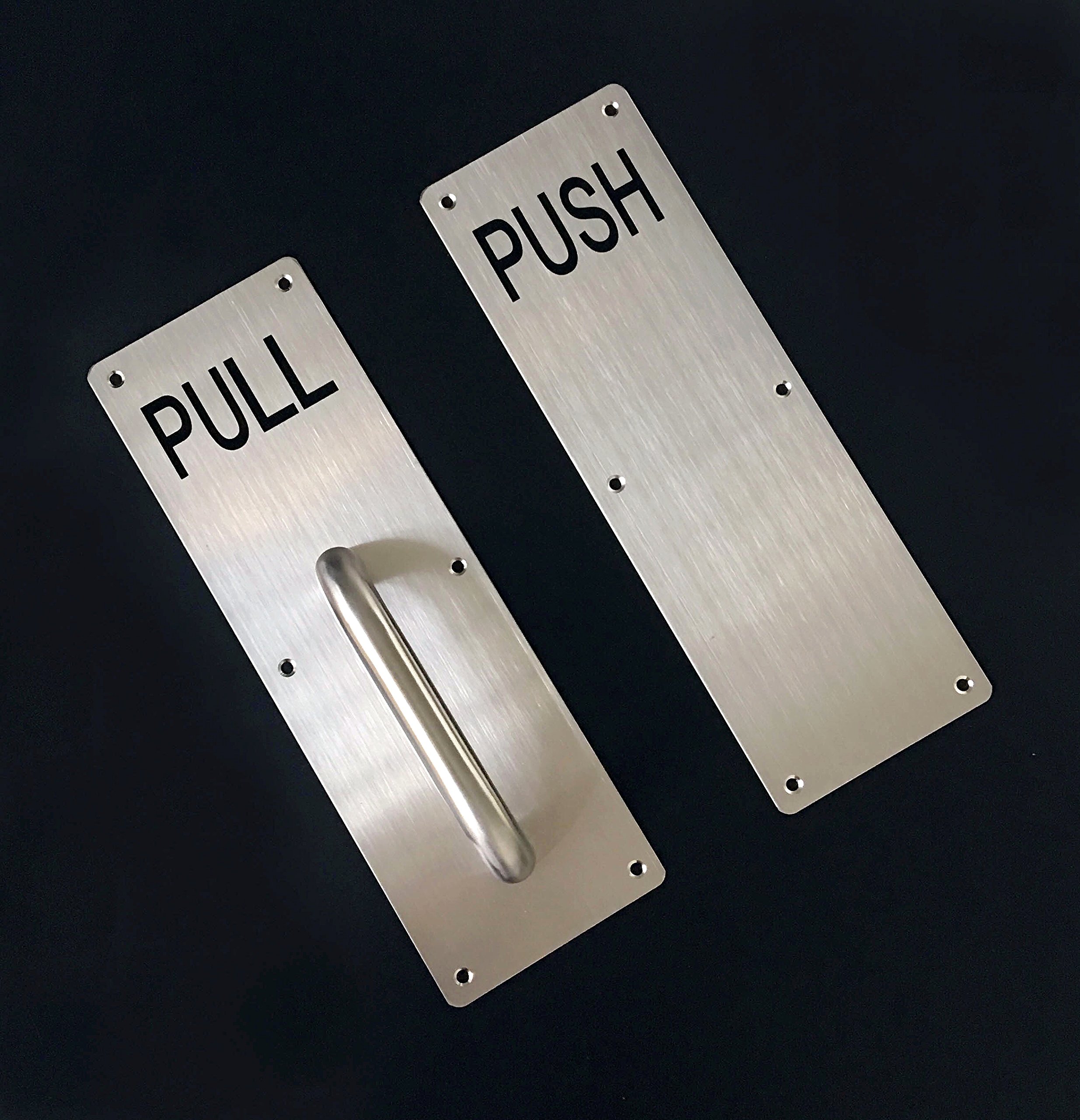 Aimyoo Stainess Steel Door Handle, Pull and Push Plate Commercial Door Handle with Screws 11.8" x 3.2"